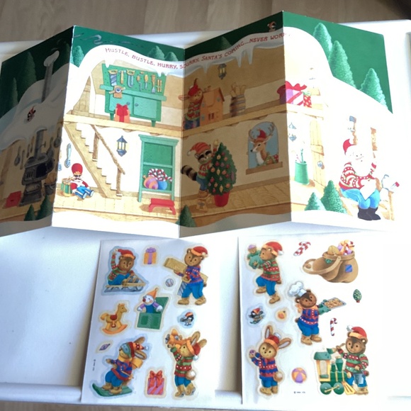 Hallmark | Holiday | Vintage Hallmark Card Wsantas Workshop Stickers To ...